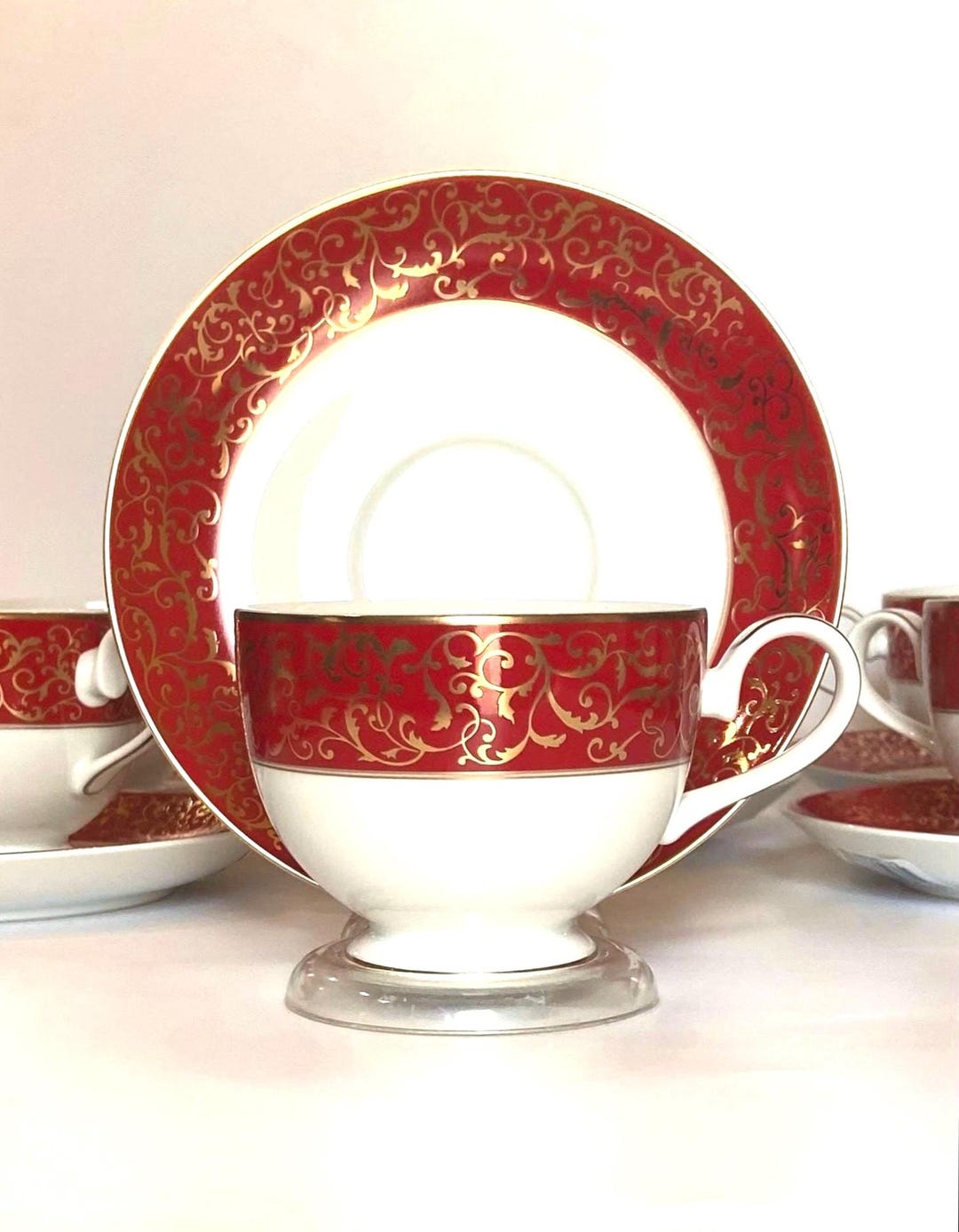 Mikasa Parchment Tea Cup and Saucer Set: 24kt Gold Filigree, Baroque ...