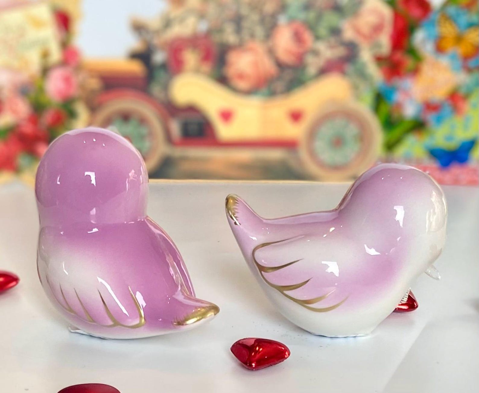 Cute Retro Look Springtime 22kt Gold Easter Love Bird Songbird Pair ...