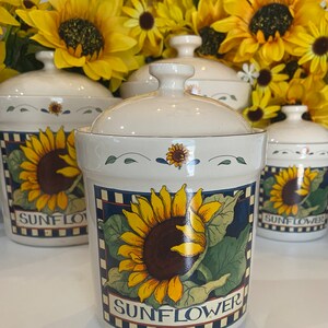 Sunflower Ceramic Canister Set - 1999 Susan Winget - Kitchen Storage - Etsy