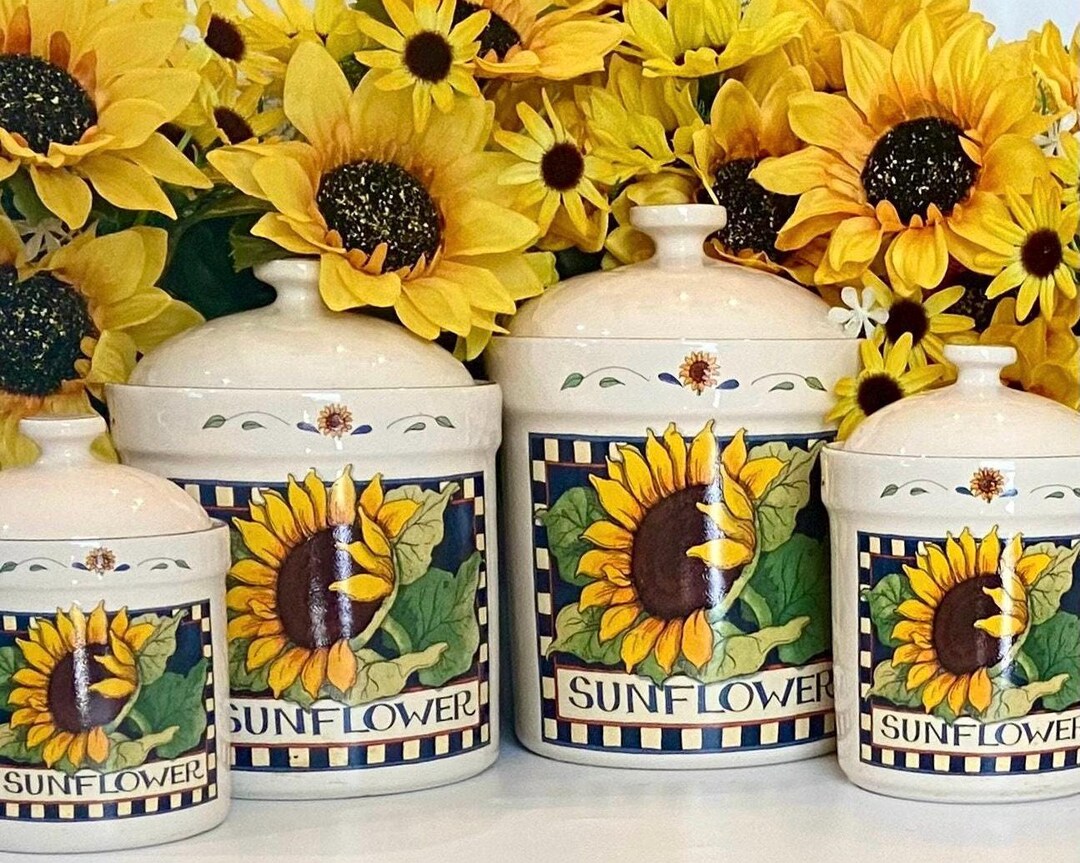 Sunflower Ceramic Canister Set - 1999 Susan Winget - Kitchen Storage - Etsy
