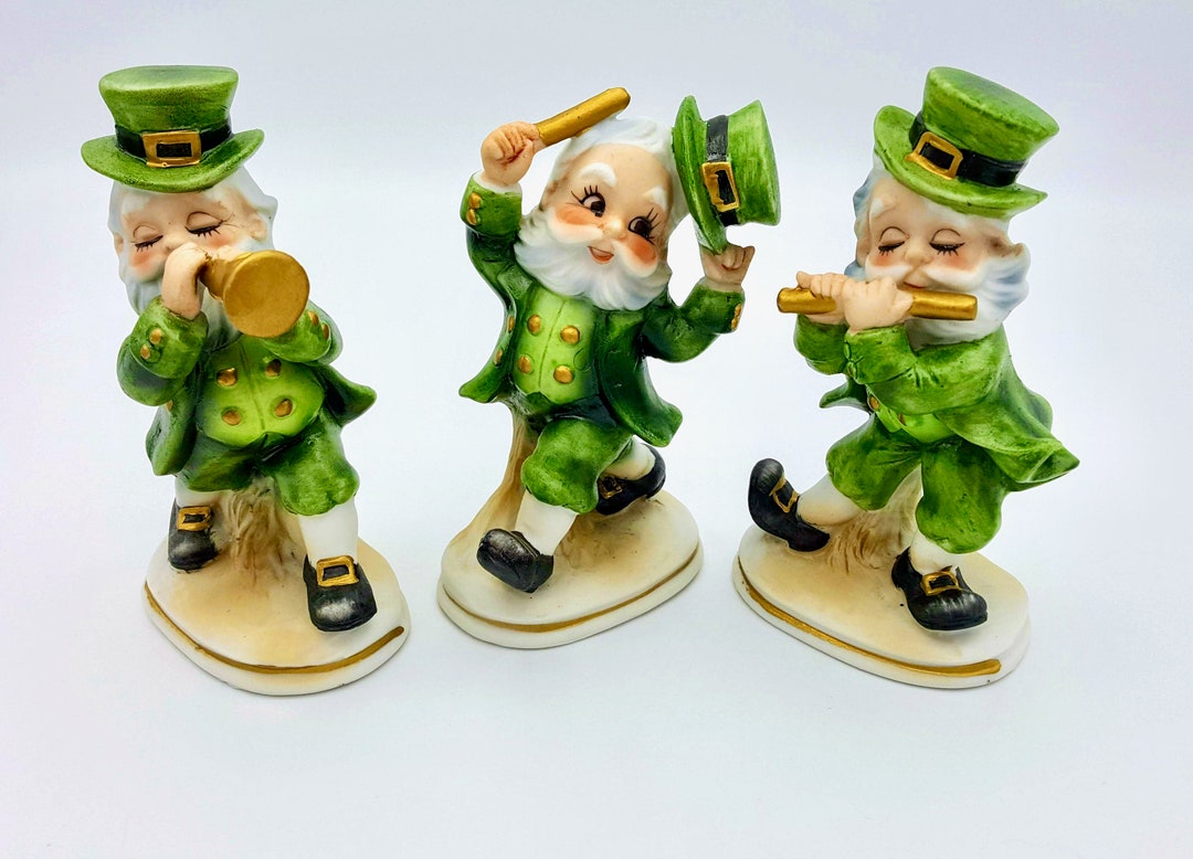 Leprechaun Band 6203 Set 3 Lefton Figurines Decoration St Patrick's Day ...