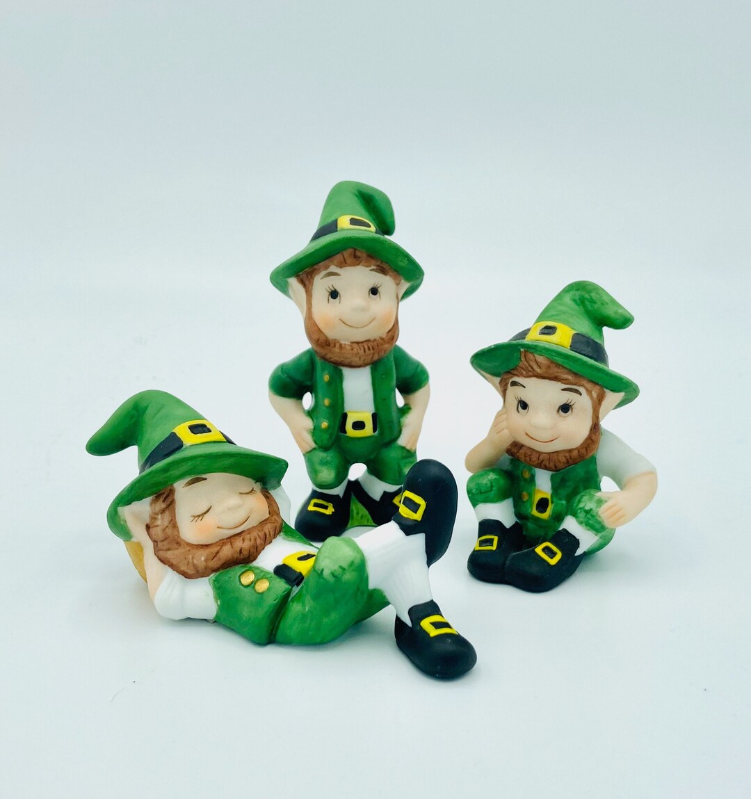 Lefton Leprechauns With Beards Set Trio 7547 Vintage 3 St Patrick's Day ...