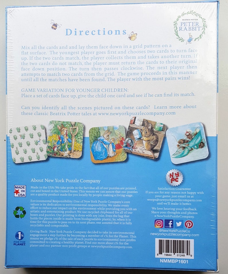 Memory Matching Game Peter Rabbit Sealed New Box 36 Pairs Beatrix ...