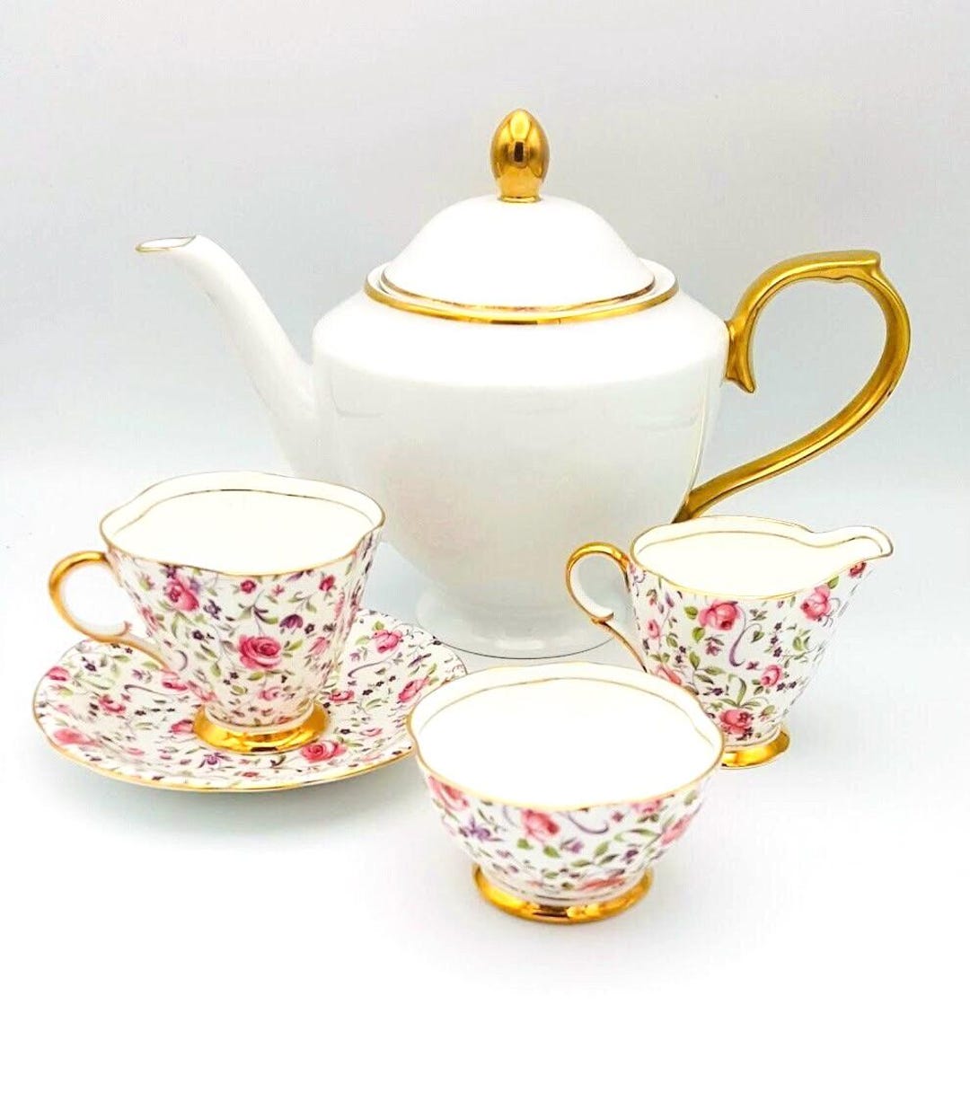 Ralph Lauren Hampton's Tea Teapot: Wedgwood White Bone China With 24kt ...