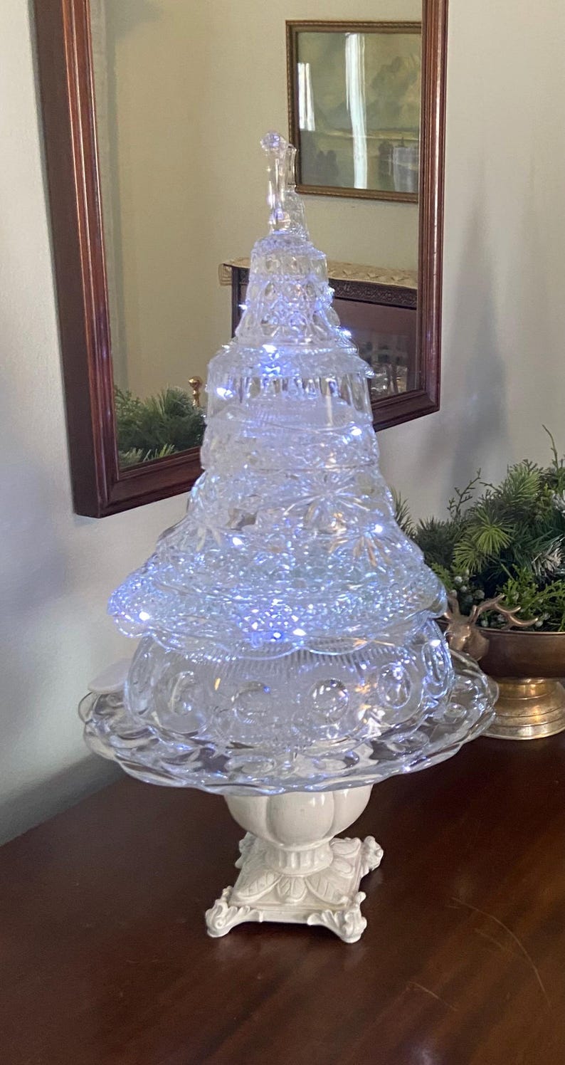 Matching Pair Vintage Clear Glass Christmas Trees Made From Vintage Cut ...
