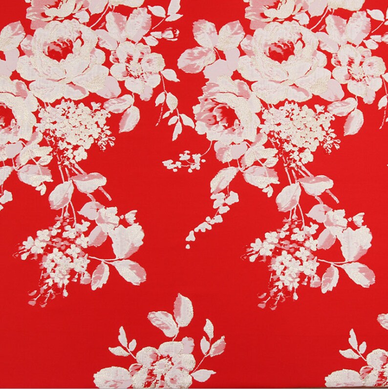 Red Flower Fabric Vintage Printed Fabric Indian Fabric | Etsy