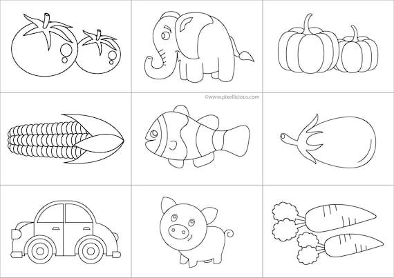 Easy Printable A4 Size Line Drawings Coloring Activity for | Etsy