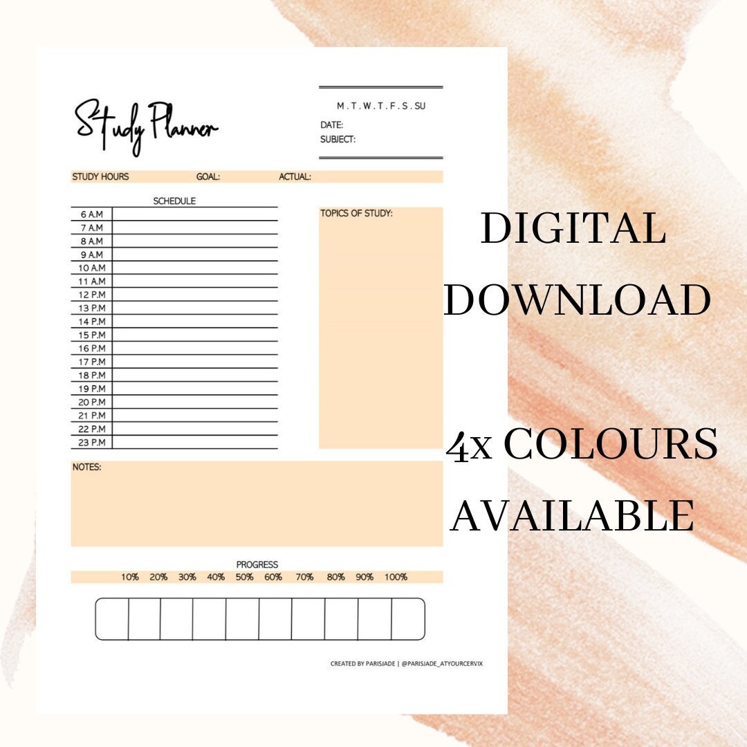 Student Study Planner, Digital Download, A4 Printable PDF - Etsy