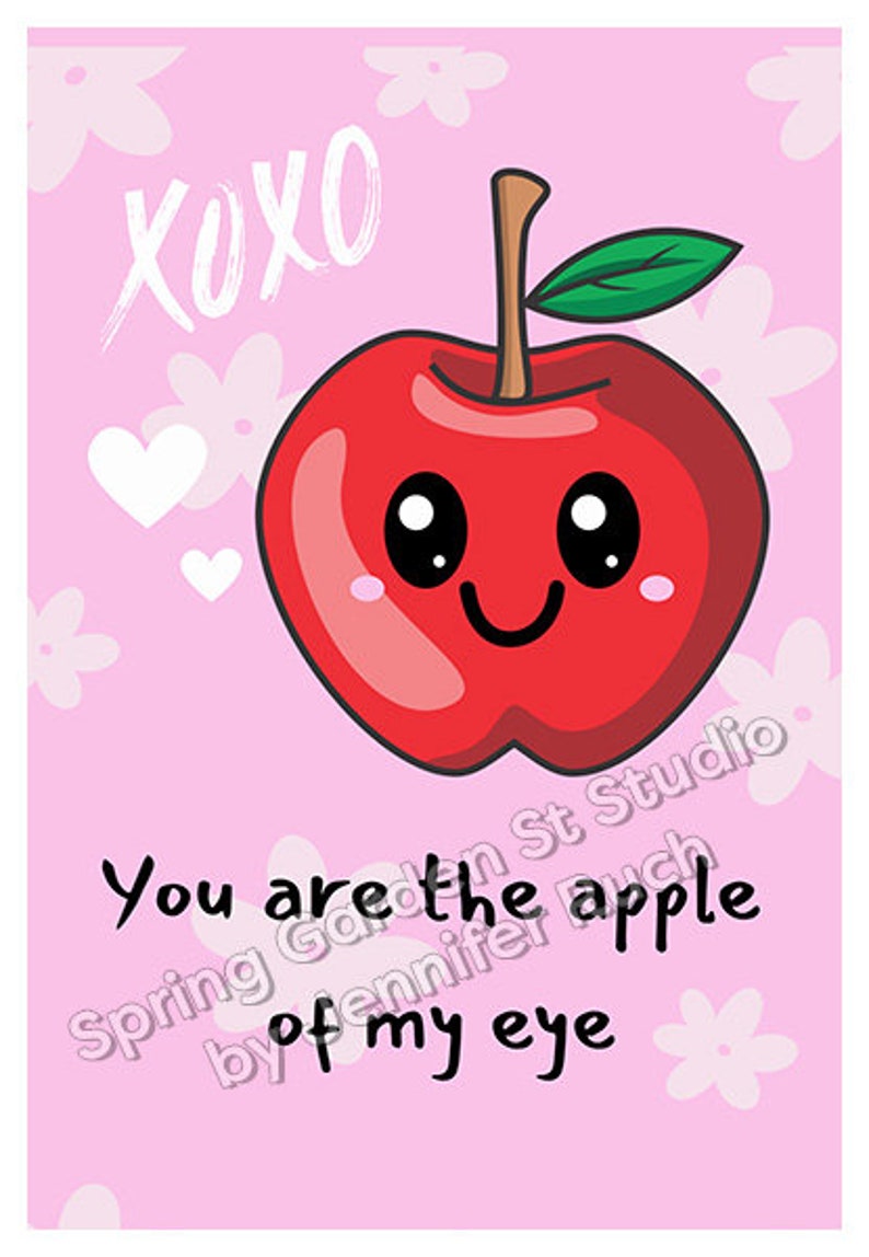 Valentines Day Cards / Fruit Valentines Cards / Hearts / Cute Fruit ...