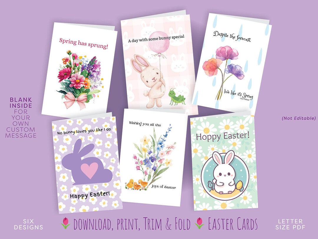 Easter, Printable Cards, Cards, Diy, Print Your Own, Bunny, Eggs ...