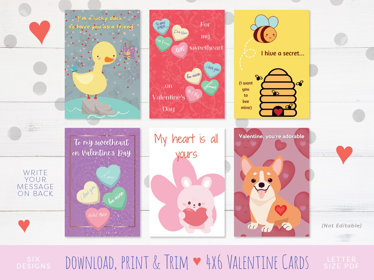 Valentines Day Cards / Animal Valentines Cards / Hearts / Cute Animals ...