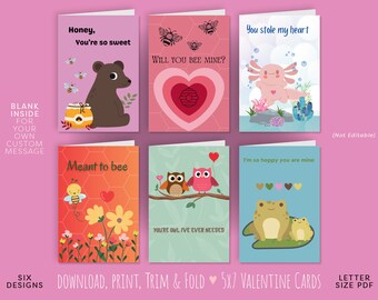 Valentines Day Cards / Animal Valentines Cards / Hearts / Cute Animals ...