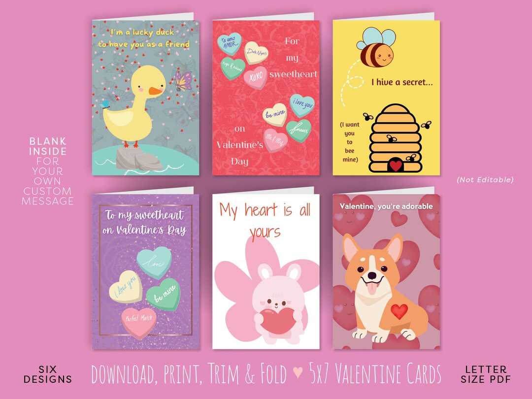 Valentines Day Cards / Animal Valentines Cards / Hearts / Cute Animals ...