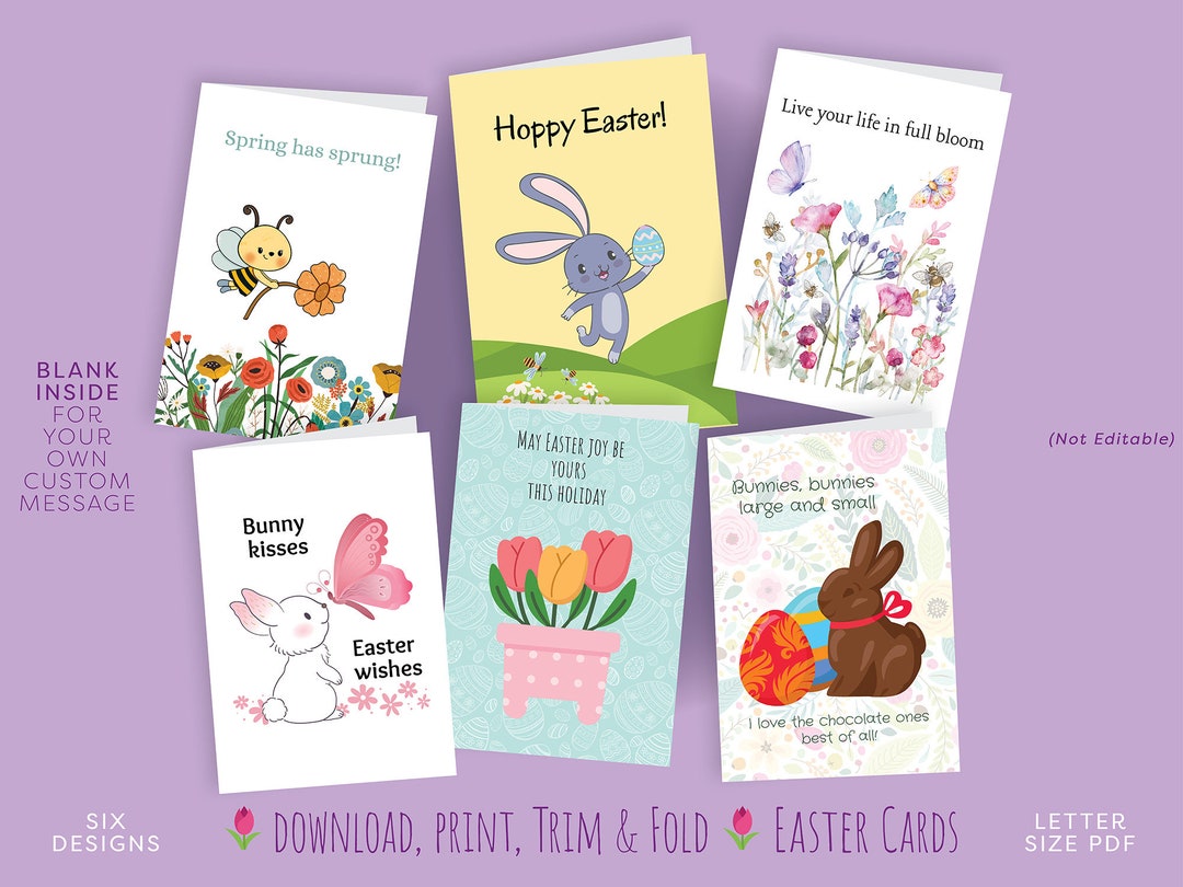 Easter, Printable Cards, Cards, Diy, Print Your Own, Bunny, Eggs ...
