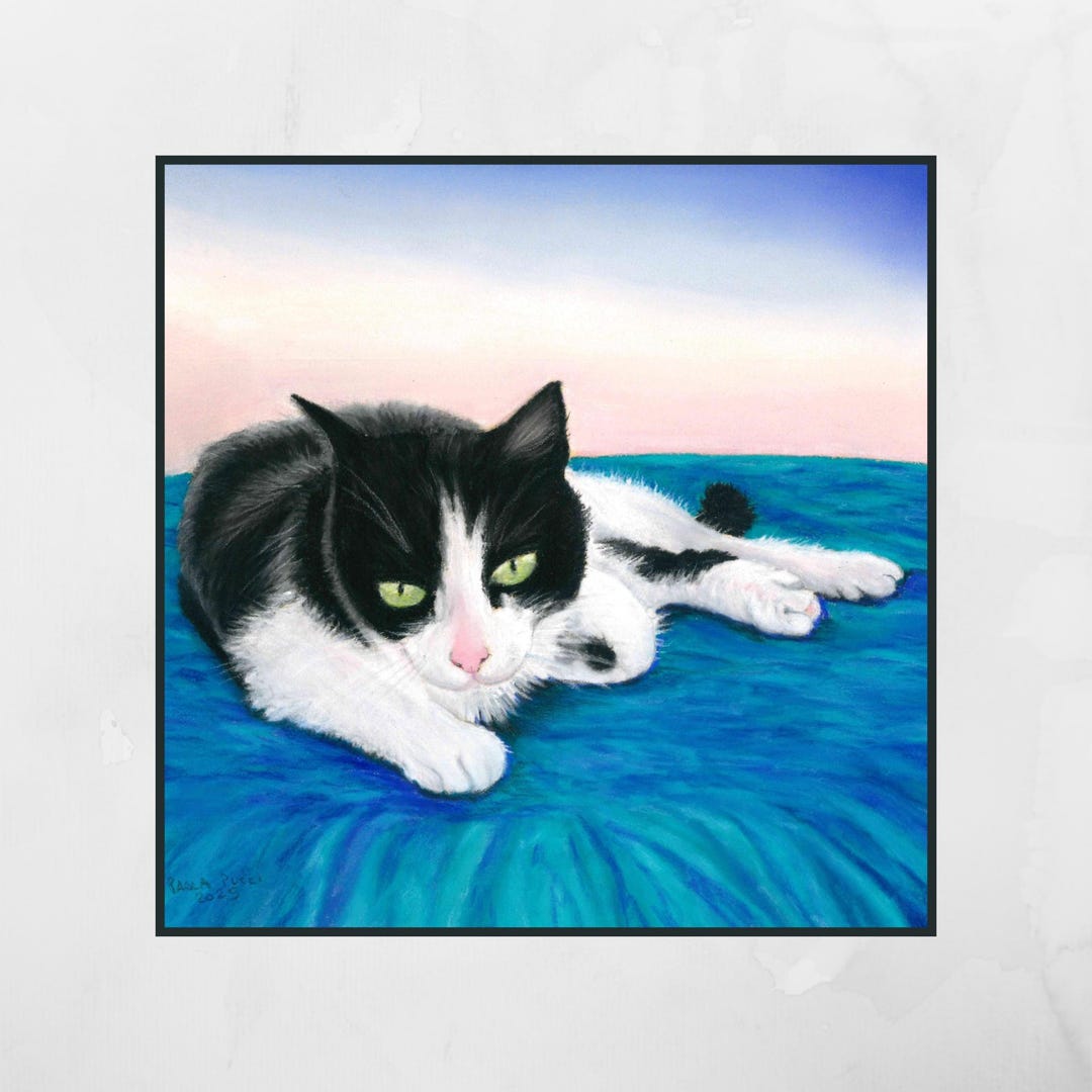 Tuxedo Cat Artwork | Cat Lover Gift | Gallery Wall Art | Cute Cat Art ...