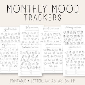Monthly Bullet Journal Mood Trackers Bundle, Printable Bujo Inserts - Etsy