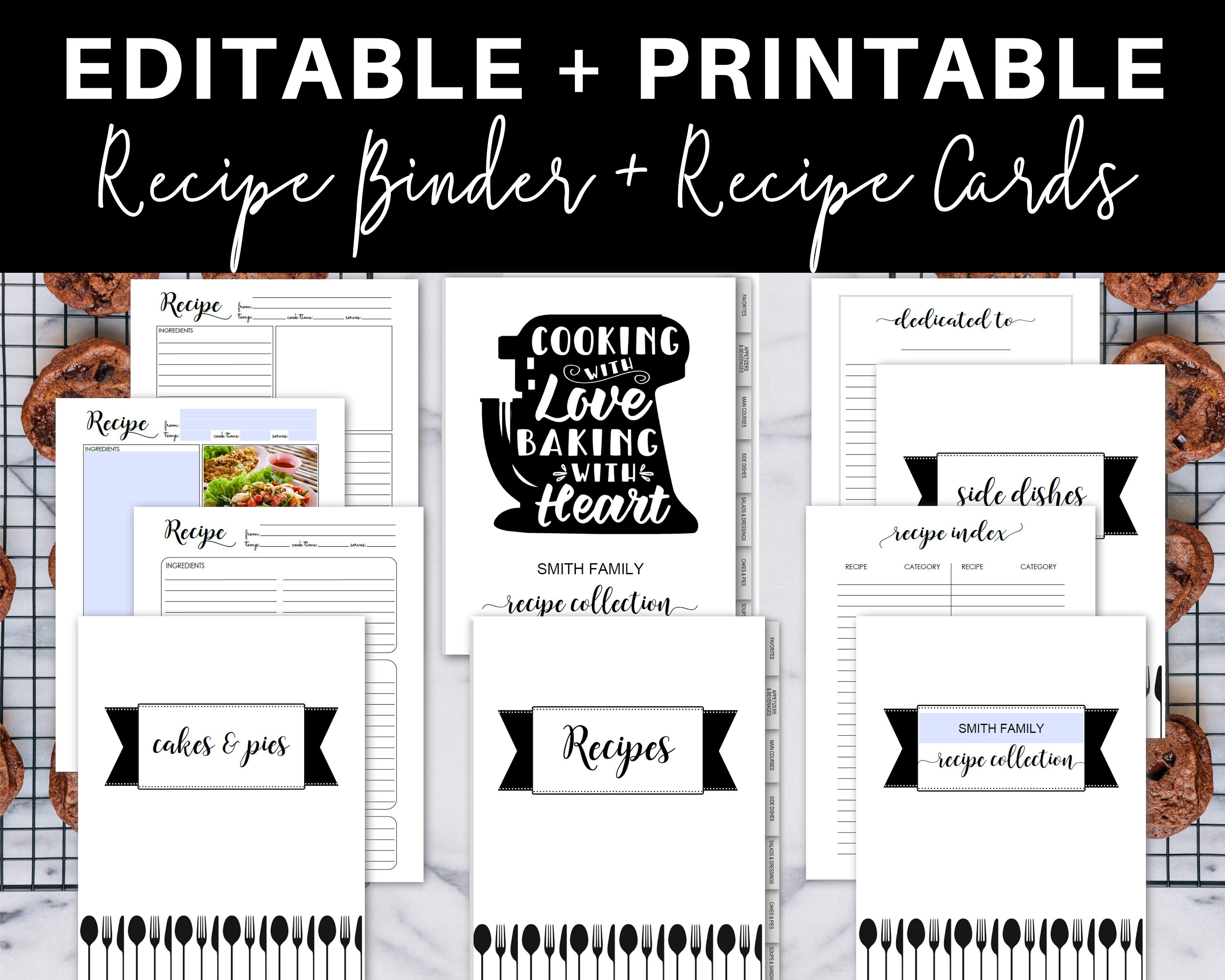 Recipe Organization Printable Recipe Cards 4x6 Printable Recipe Binder ...