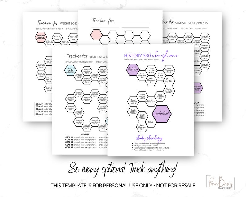 Editable Hexagon Tracker: Weight Loss, Assignments, Fitness (digital ...