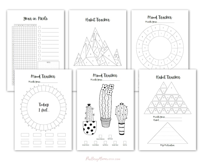 Bullet Journal Printables Bullet Journal Bundle Trackers | Etsy
