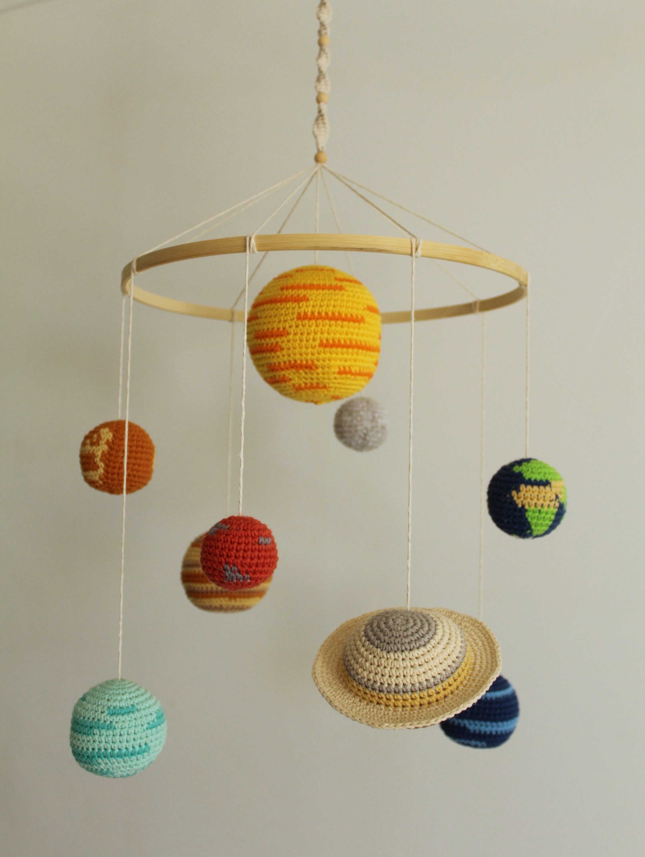 Hand Made Crochet Solar System Planets Baby Mobile Cot Crib Gift Baby ...