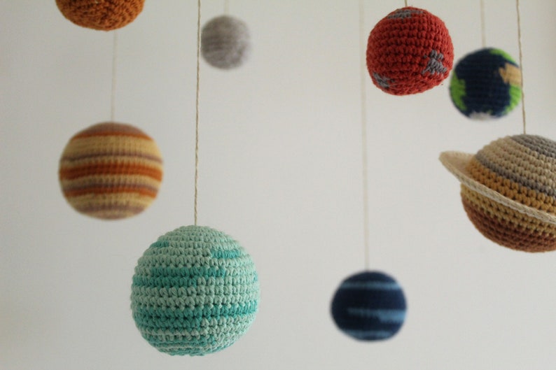 Hand Made Crochet Solar System Planets Baby Mobile Cot Crib Gift Baby ...
