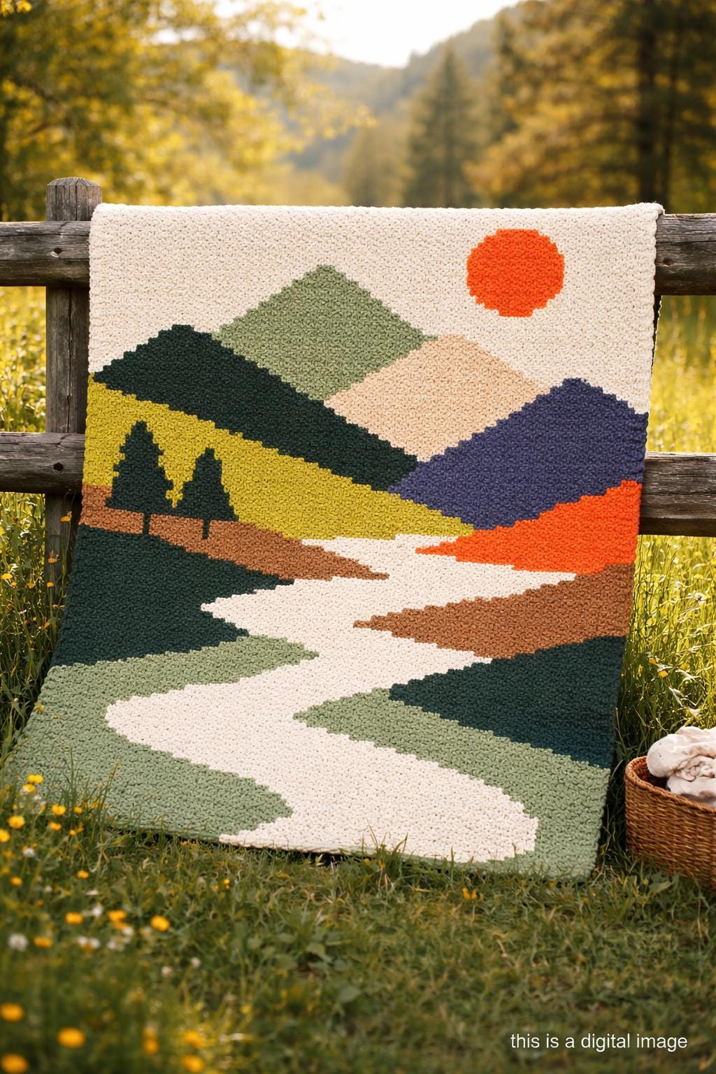 Mountain Landscape C2C Crochet Blanket Pattern | Modern Nature Afghan ...