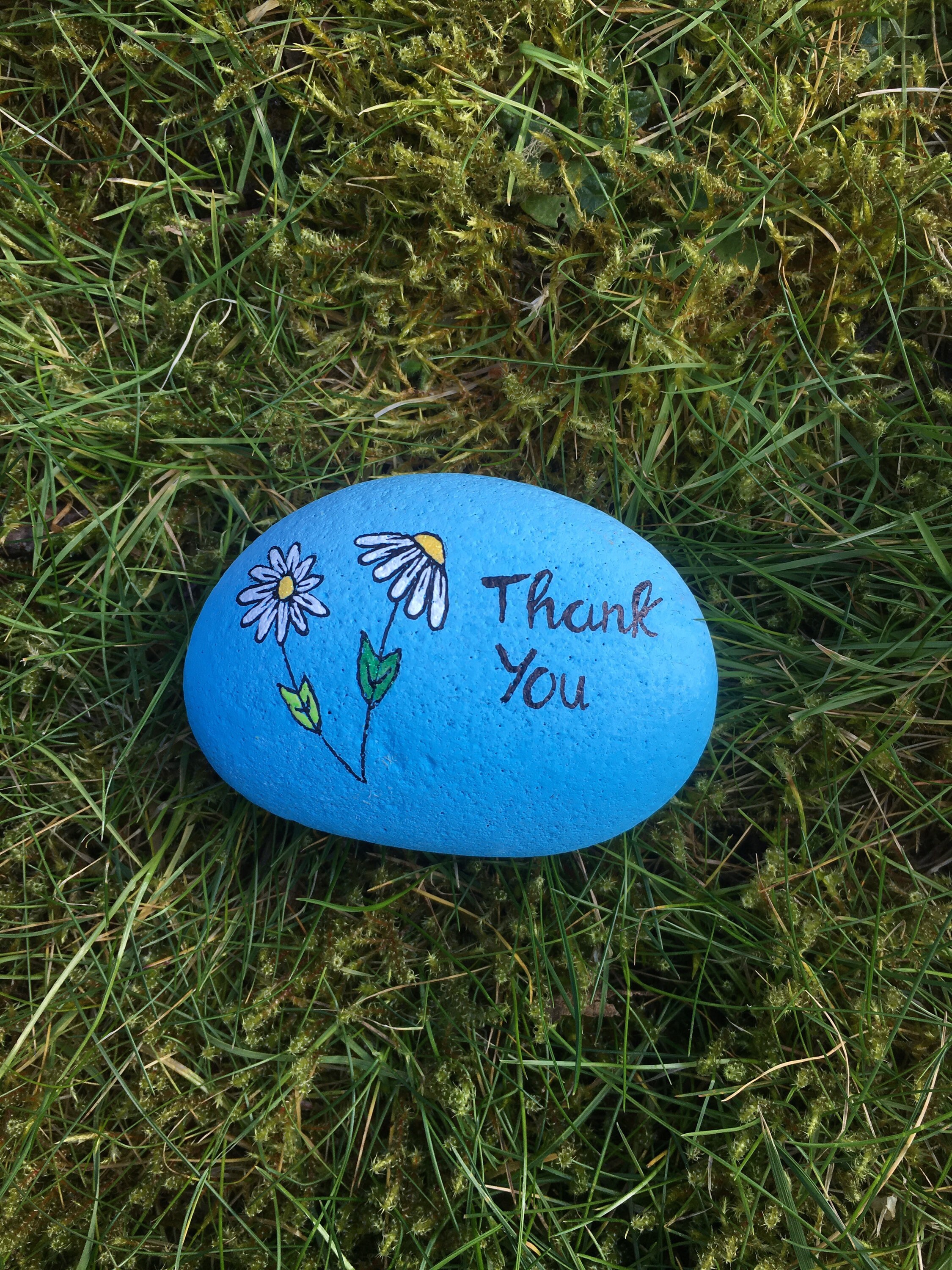 Blue Thank You Rock-painted Rock - Etsy