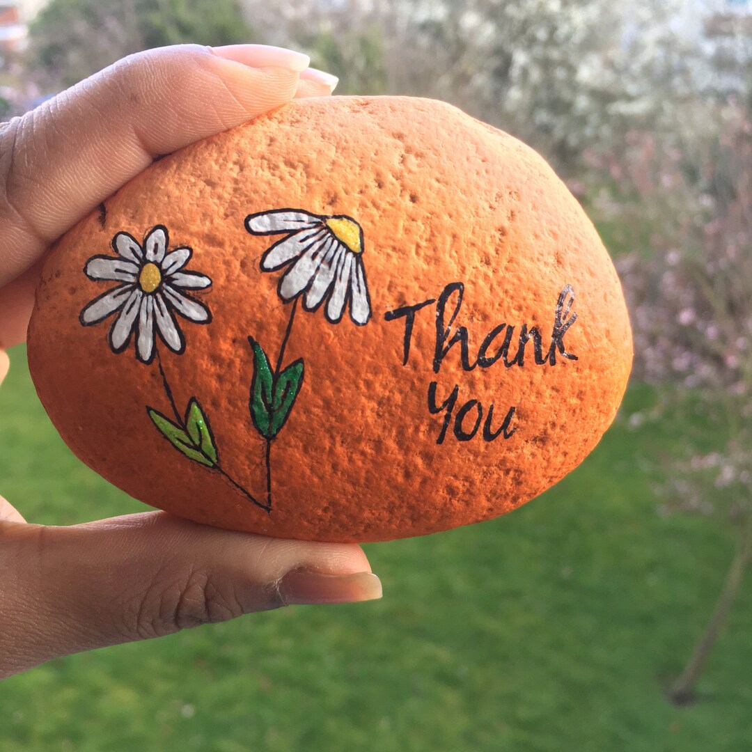 Orange Thank You Rock-painted Rock-gift - Etsy