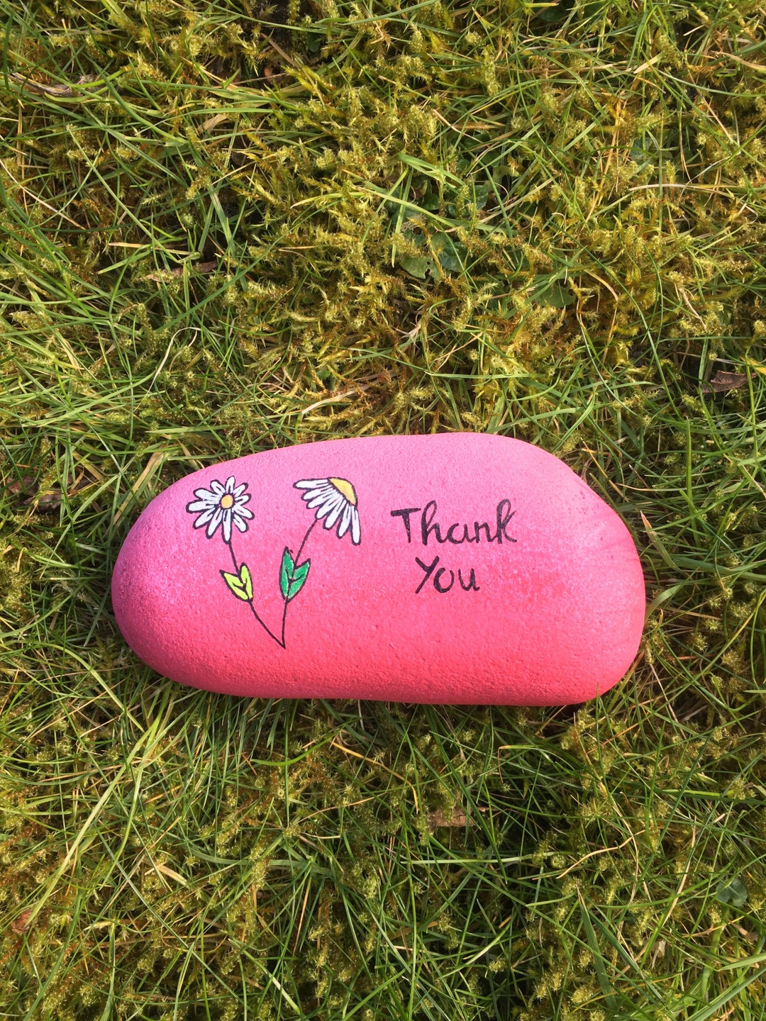 Red/pink Thank You Rock-painted Rock - Etsy