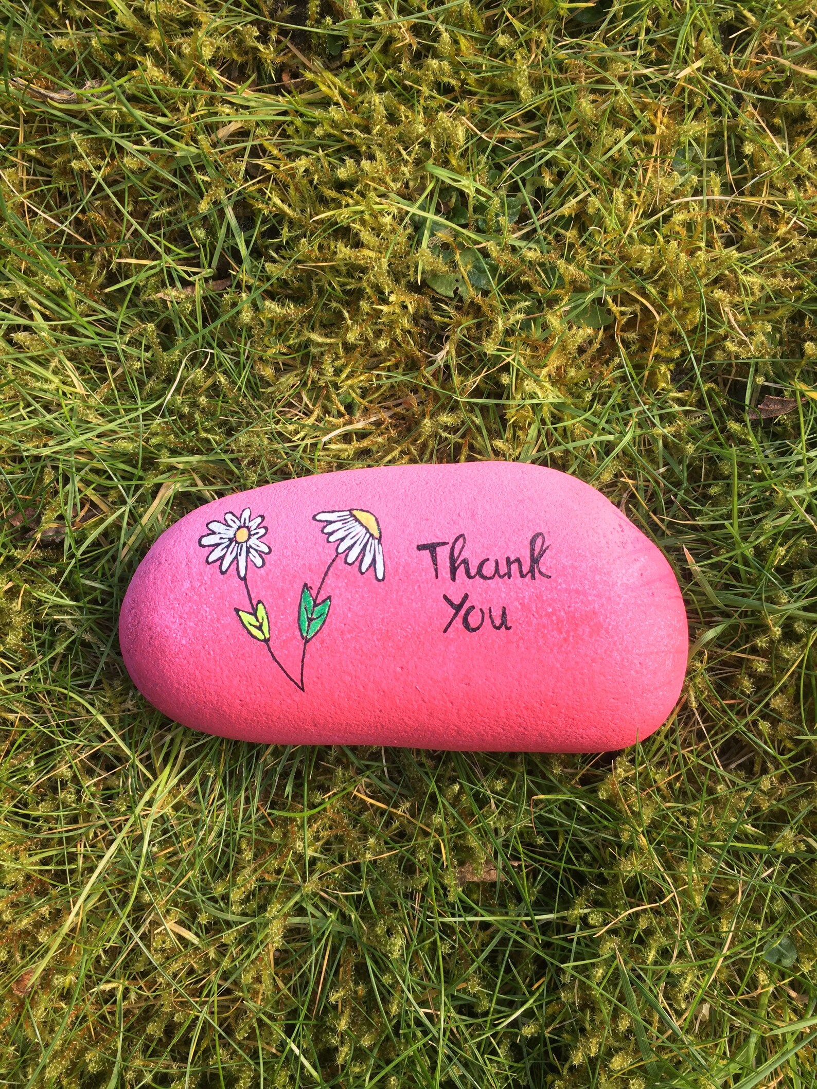 Red/pink Thank You Rock-painted Rock - Etsy