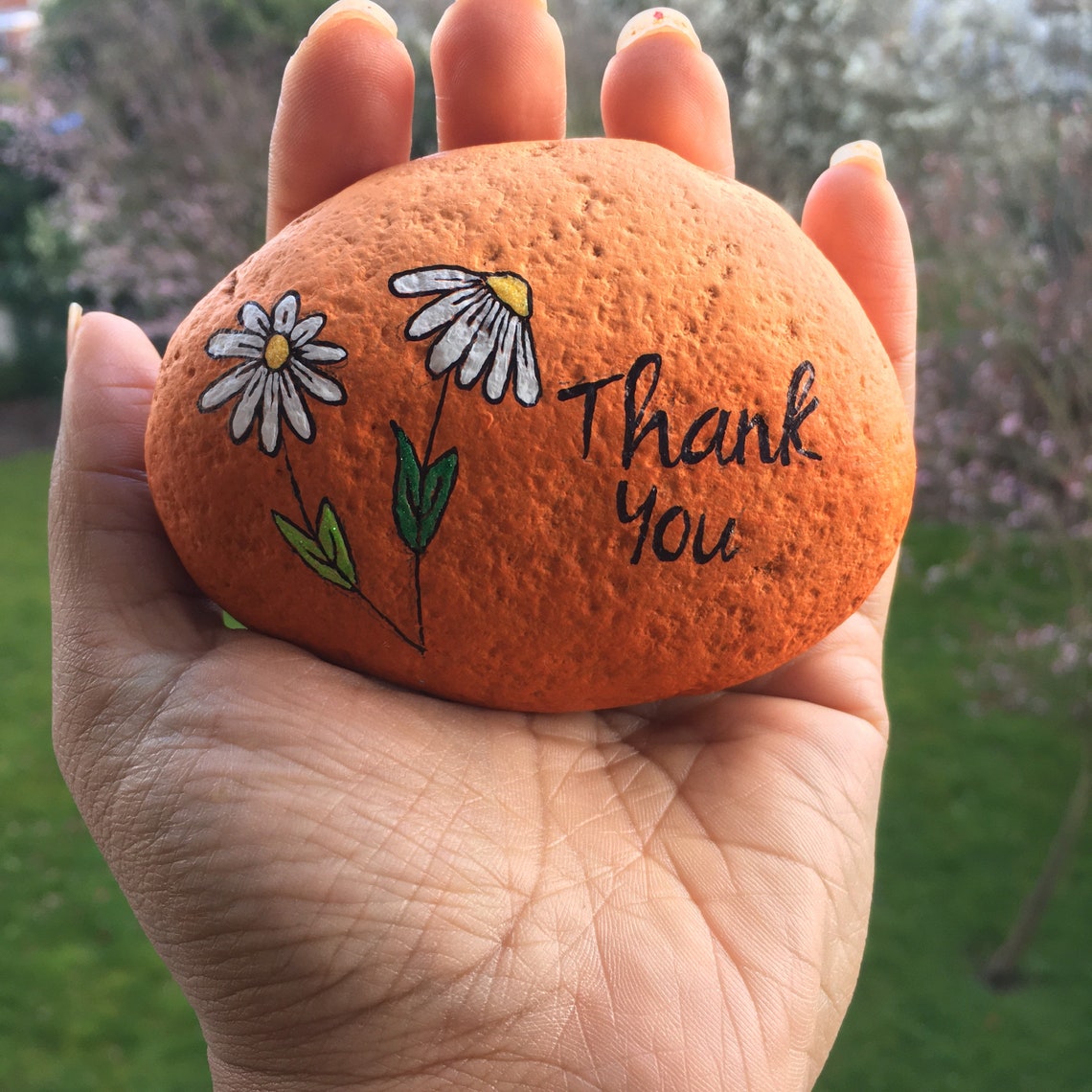 Orange Thank You Rock-painted Rock-gift - Etsy