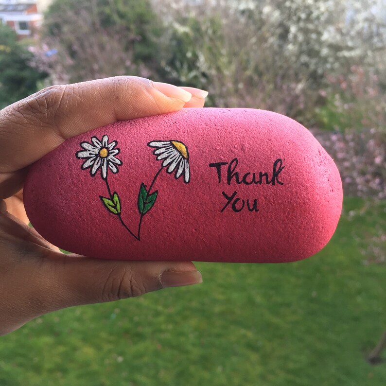 Red/pink Thank You Rock-painted Rock - Etsy