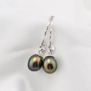 Schwarze Perlen Ohrringe Silber 925,echte Süßwasser Tropfen Zuchtperlen Ohrhänger,dunkle Perlen ...