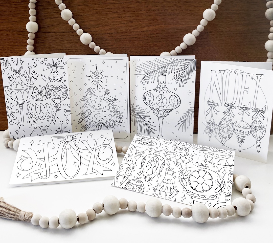 Printable Holiday Coloring Cards and Coloring Pages - Six Unique ...