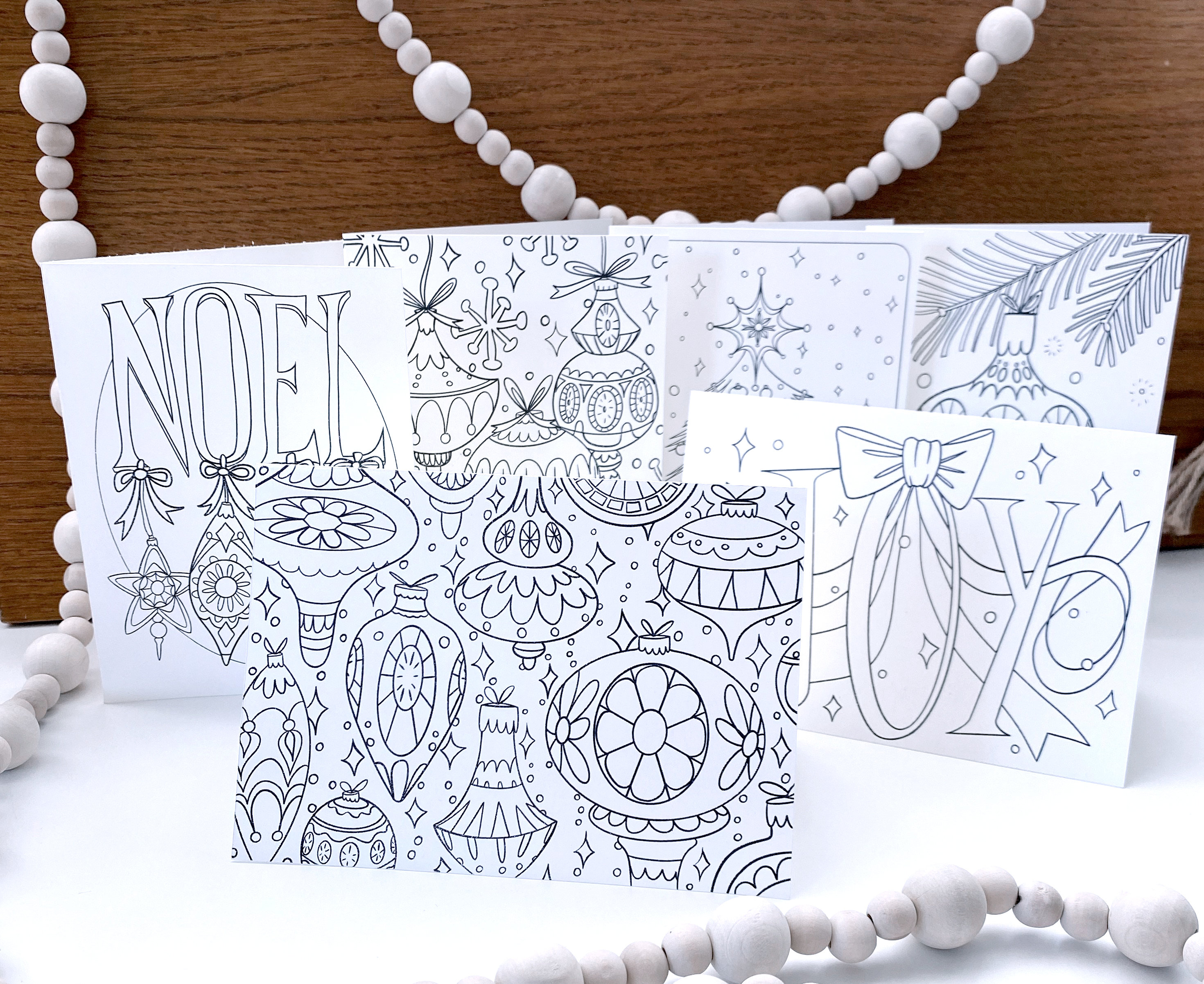 Printable Holiday Coloring Cards and Coloring Pages Six - Etsy