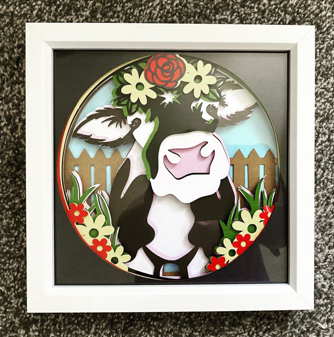 Cow Shadow Box Picture Home Decor Shelf Decor Wall Hanging Wall Decor ...