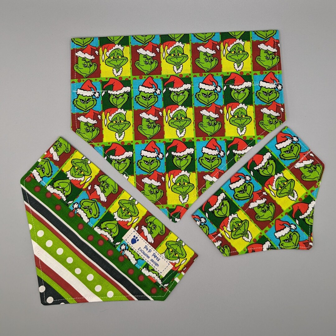 The Grinch Reversible Slide-on Collar Pet Bandana - Etsy