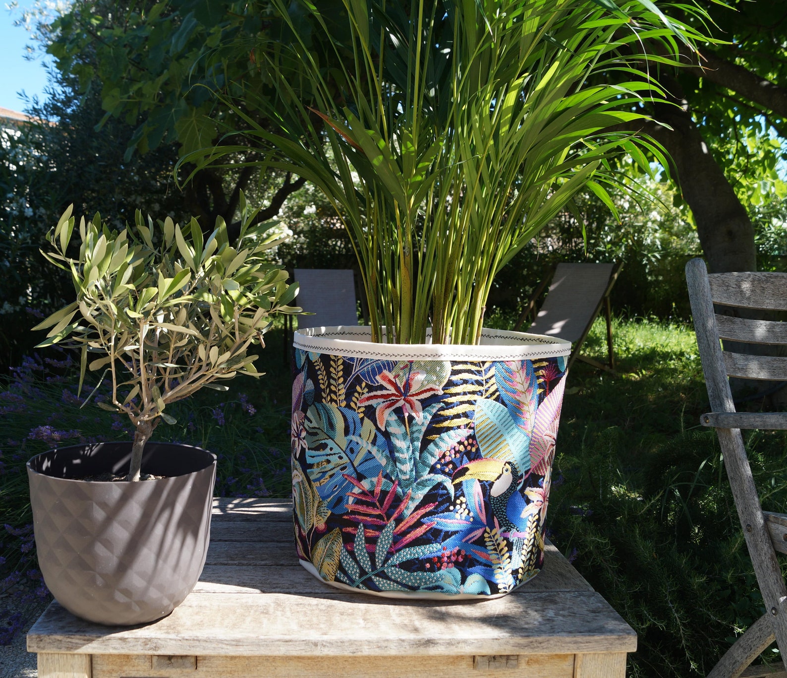 Grand cache pot exotique ou panier Le Tropical Marine | Etsy