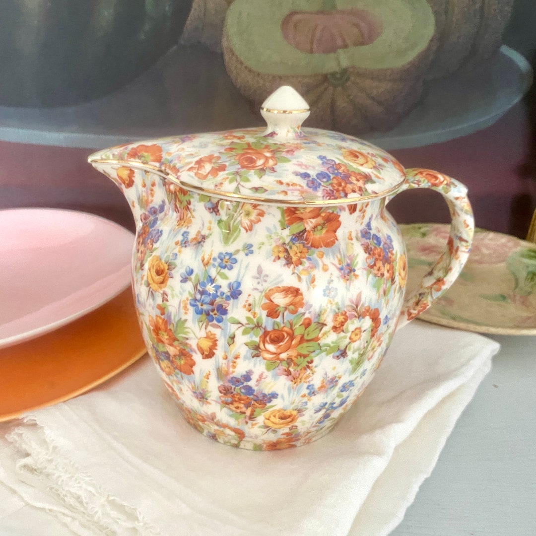 Erphilia Chelsea Chintz ~ Large Victorian Jug / Pitcher With Lid ...
