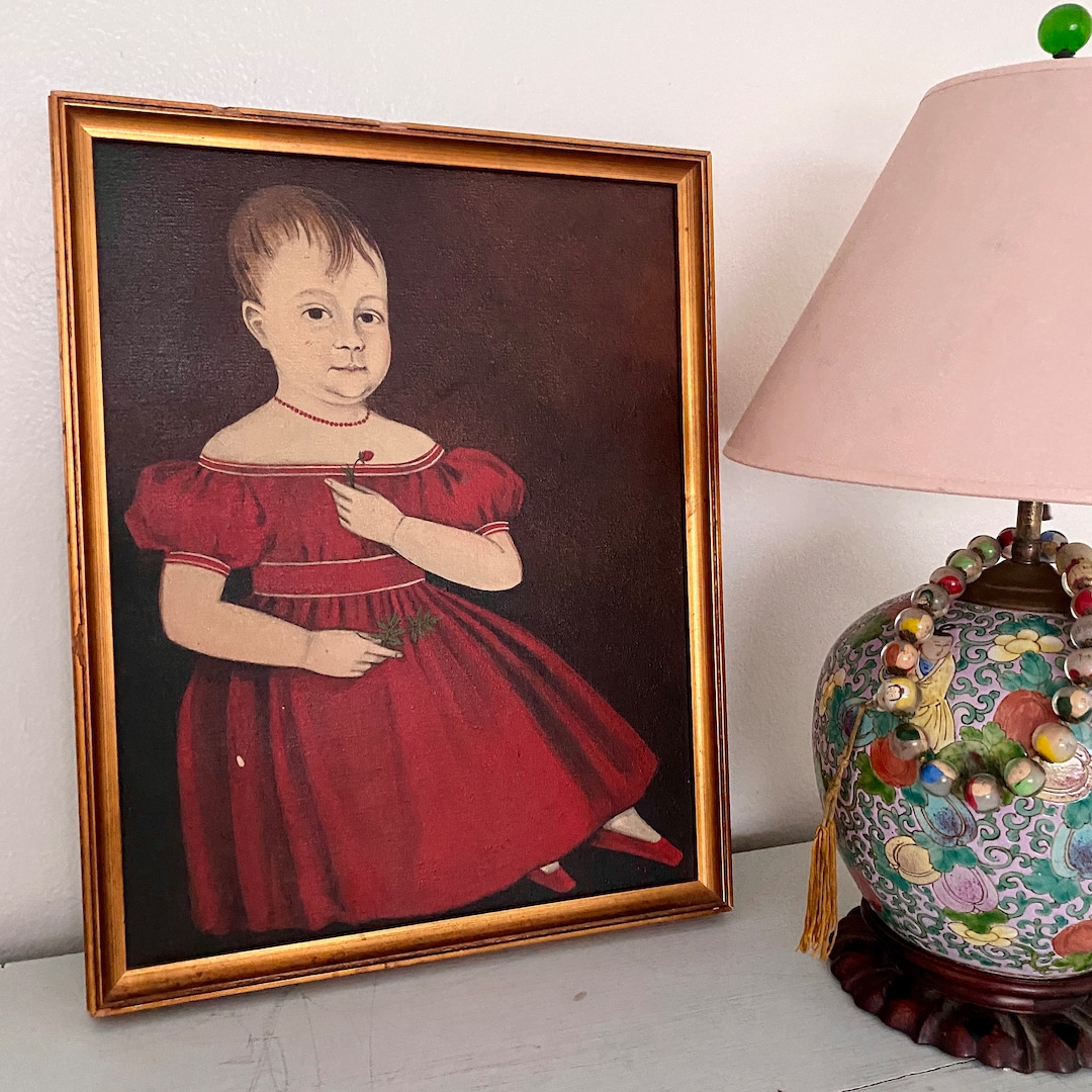 Colonial American Child Portrait ~ Original Oil Painting 15" X 19 ...