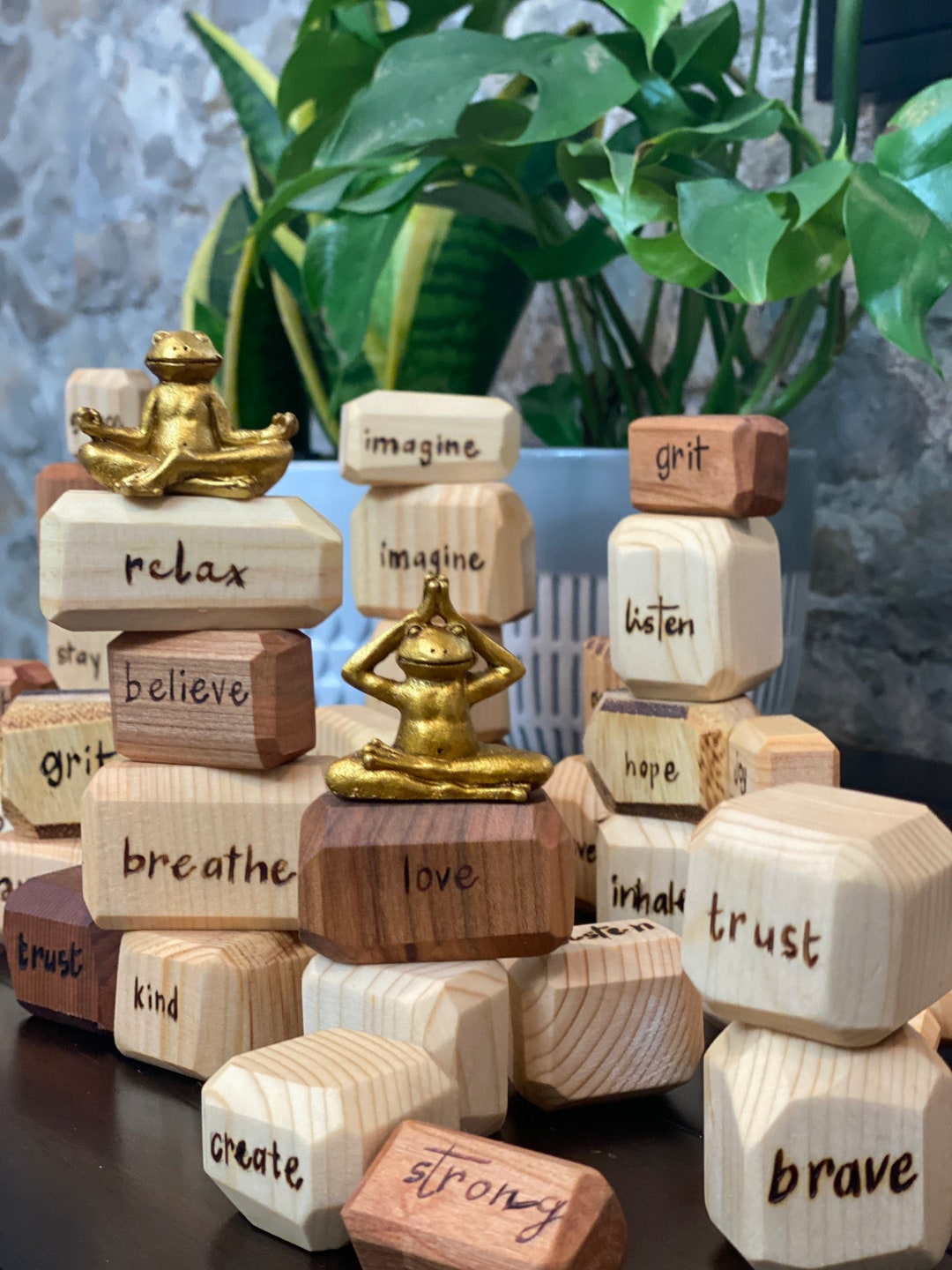 Handmade Wooden Stacking Stones, Wooden Blocks, Sustainable Toys ...