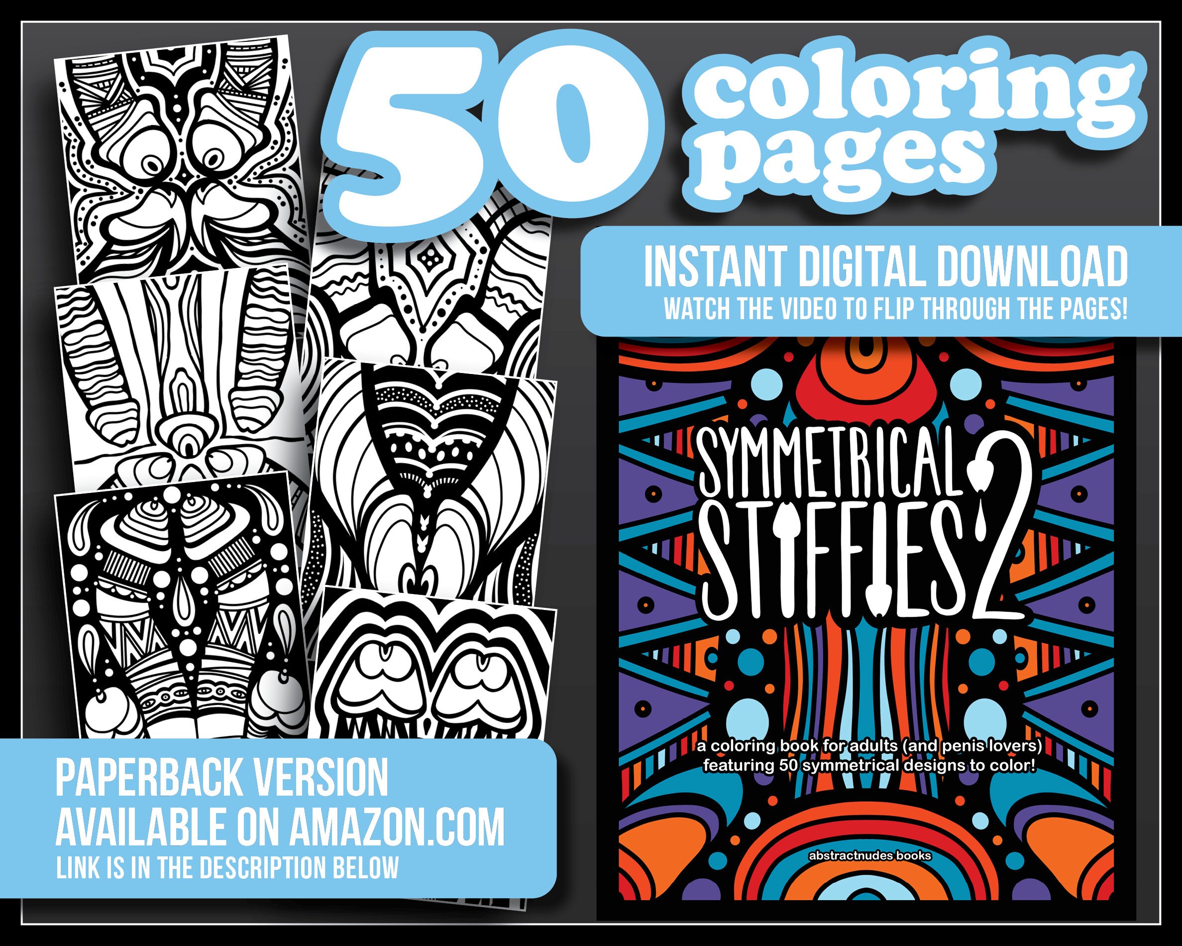 Symmetrical Stiffies 2: Penis Coloring Book 50 Printable Coloring Pages ...