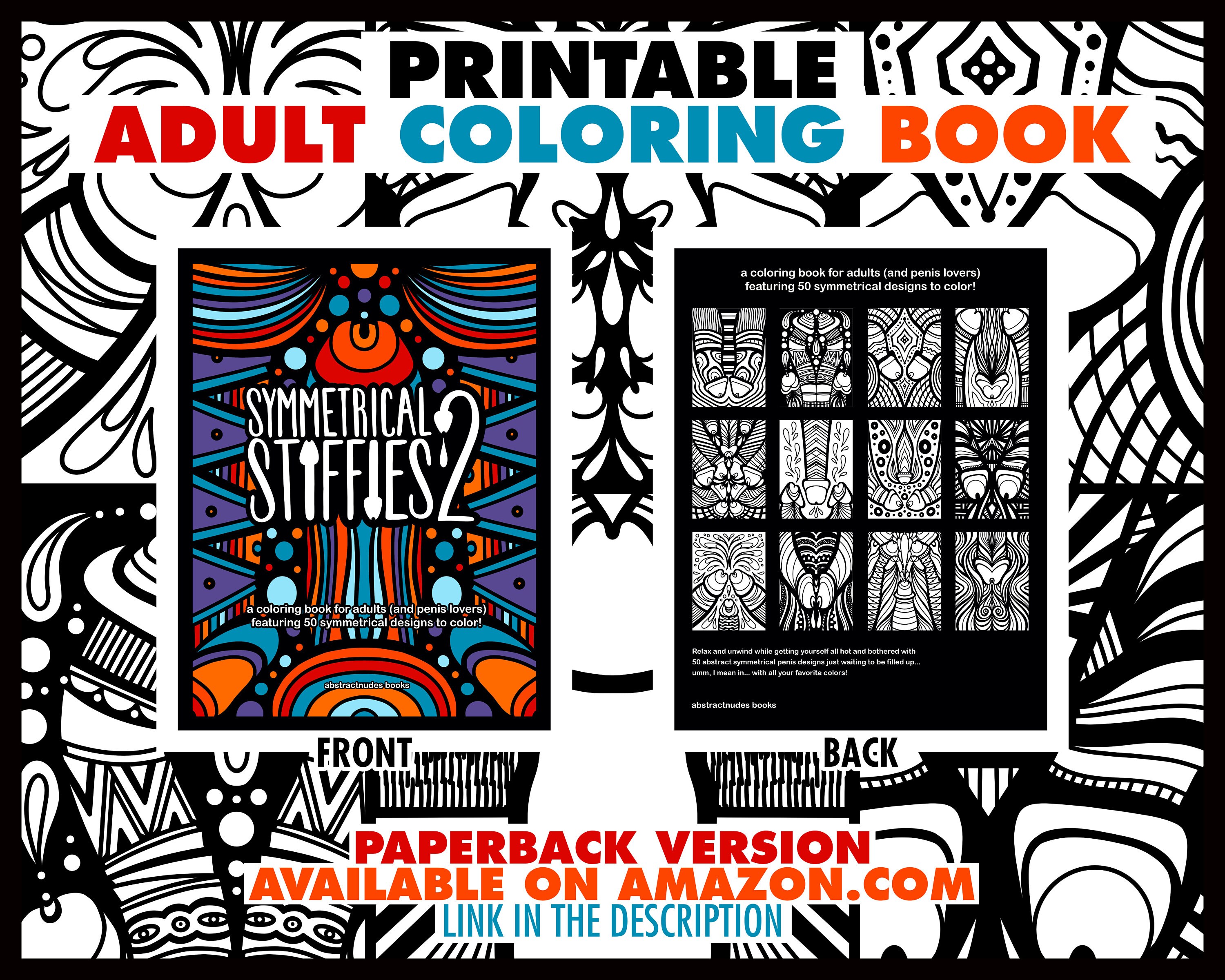 Symmetrical Stiffies 2: Penis Coloring Book 50 Printable Coloring Pages ...
