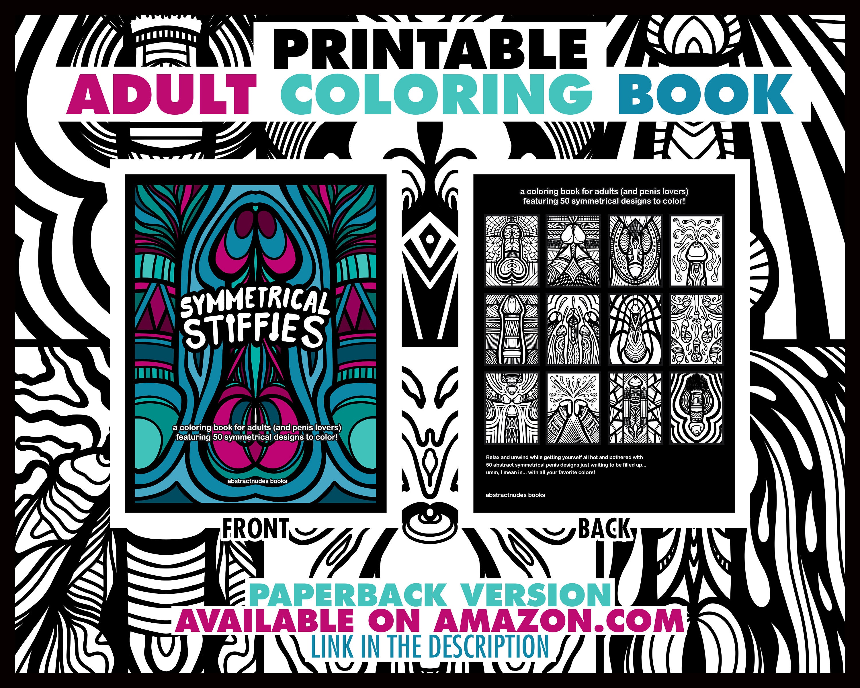 Symmetrical Stiffies: Penis Coloring Book 50 Printable Coloring Pages ...
