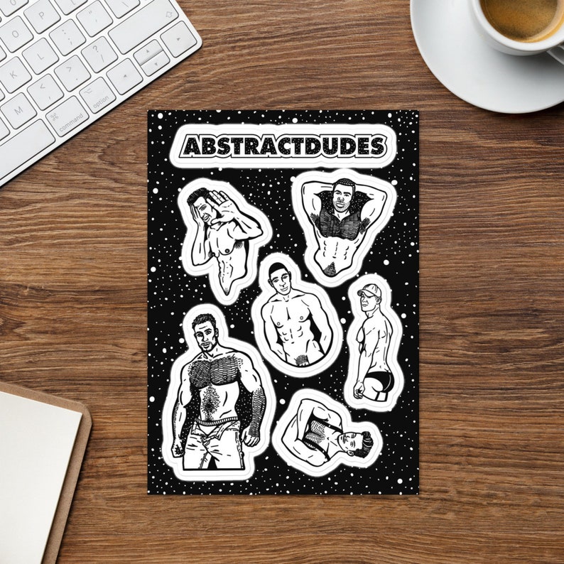 Shirtless Hunk Stickers | Sexy Dudes, Gay Art Sticker Sheet With 7 ...