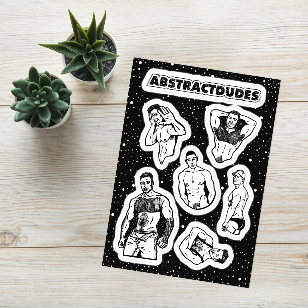 Shirtless Hunk Stickers | Sexy Dudes, Gay Art Sticker Sheet With 7 ...