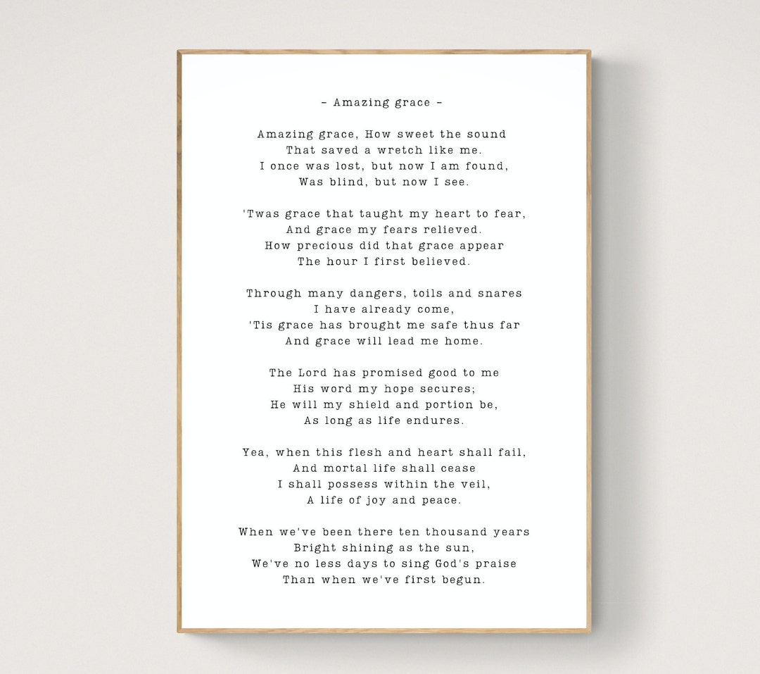 AMAZING GRACE | Classic Traditional Hymn Print | That Saved A Wretch ...