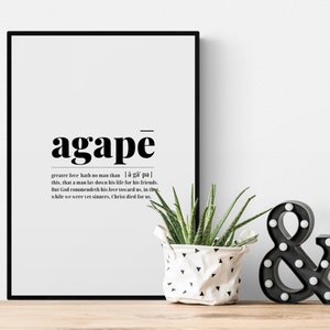 AGAPE | Christian Typography Print | Christian Modern Wall Art | Agape ...