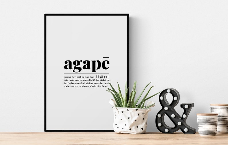 AGAPE | Christian Typography Print | Christian Modern Wall Art | Agape ...