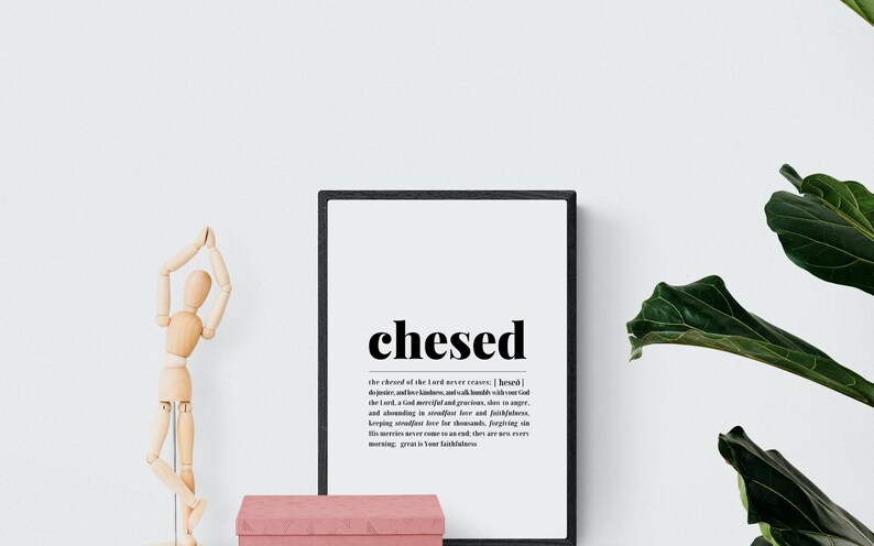 CHESED Christian Typography Print Christian Modern Wall Art Definition ...